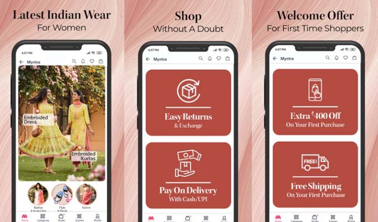 The Myntra app - best online shopping app for buying fashion clothing
